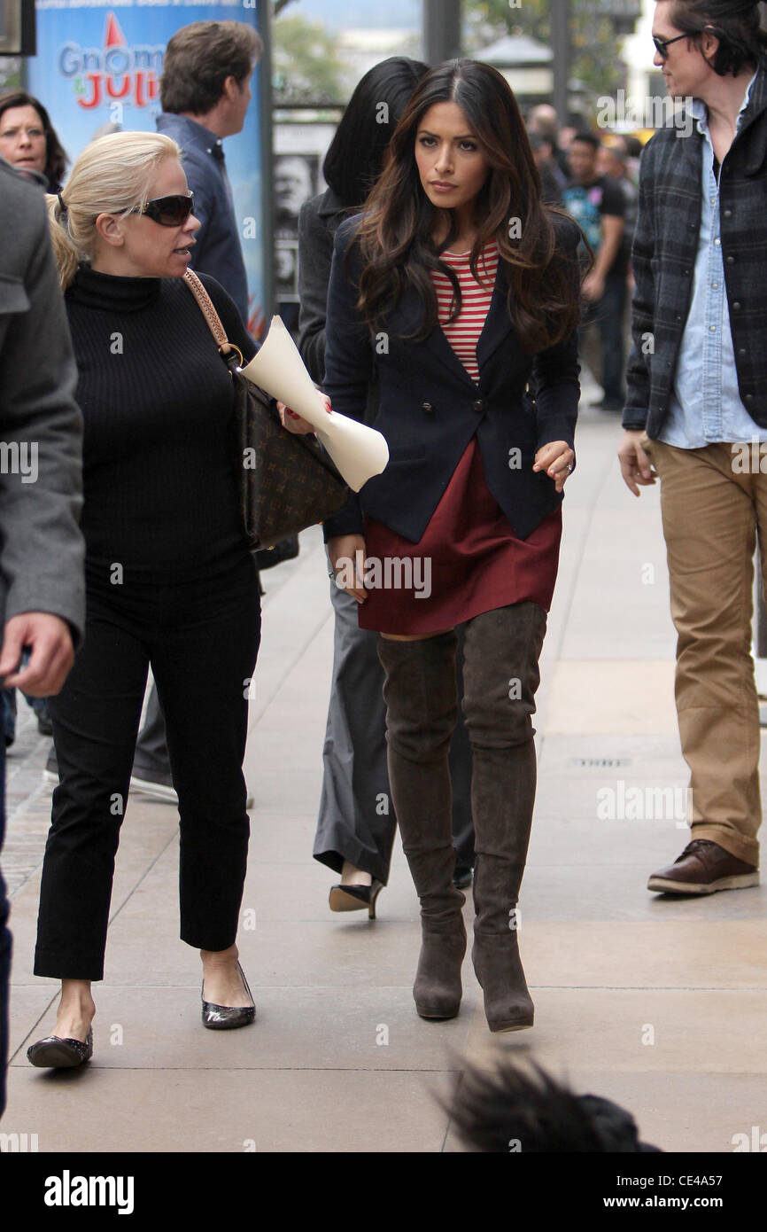 Sarah Shahi actress filming an interview for entertainment television ...