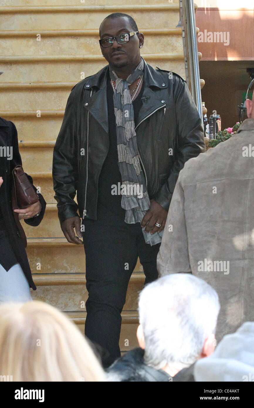 Randy Jackson is seen in a black leather motorcycle jacket while at The ...
