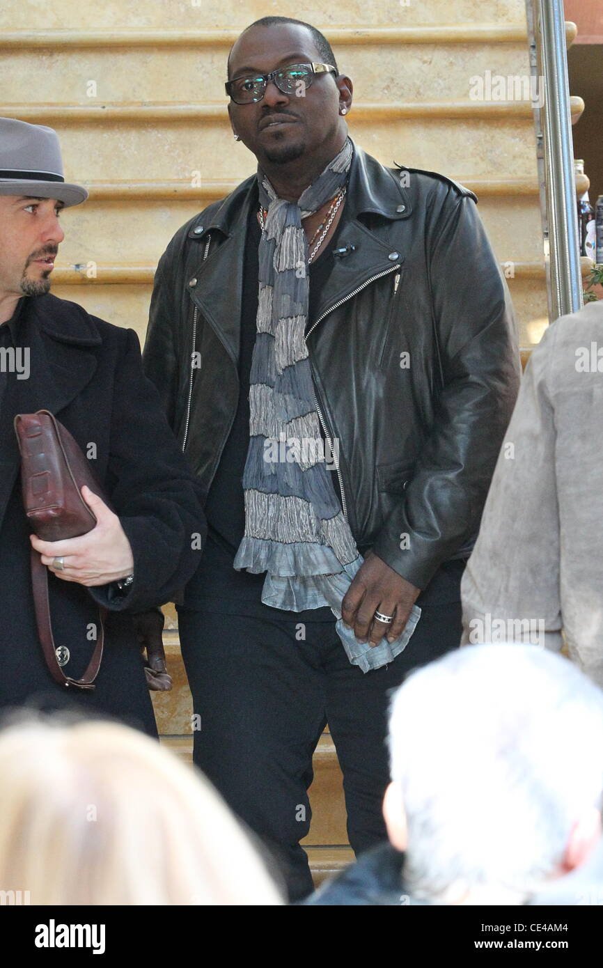 Randy Jackson is seen in a black leather motorcycle jacket while at The ...