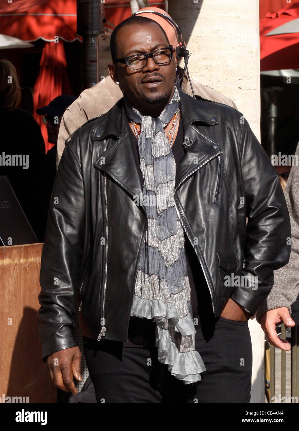 Randy Jackson is seen in a black leather motorcycle jacket while at The ...