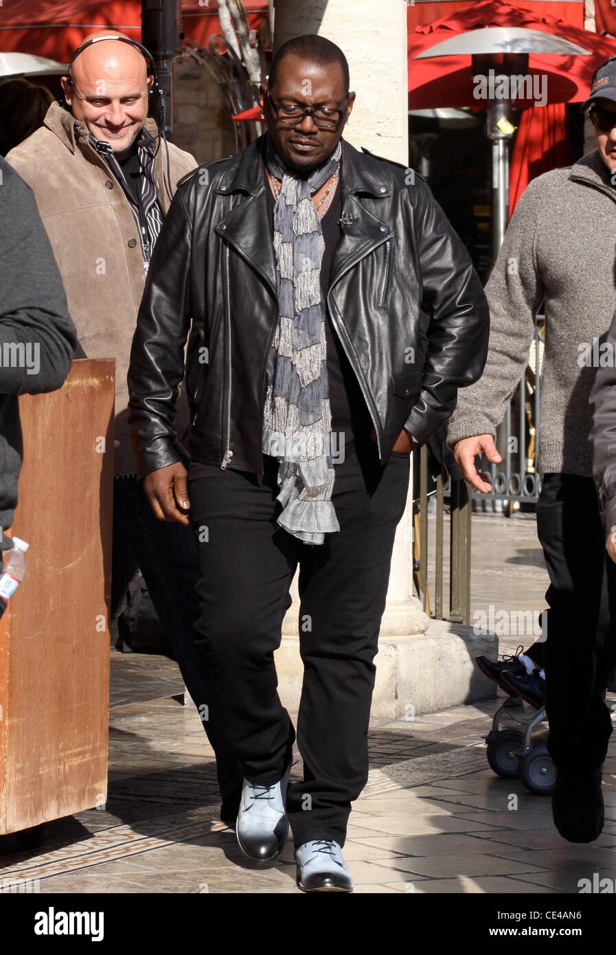 Randy Jackson is seen in a black leather motorcycle jacket while at The ...