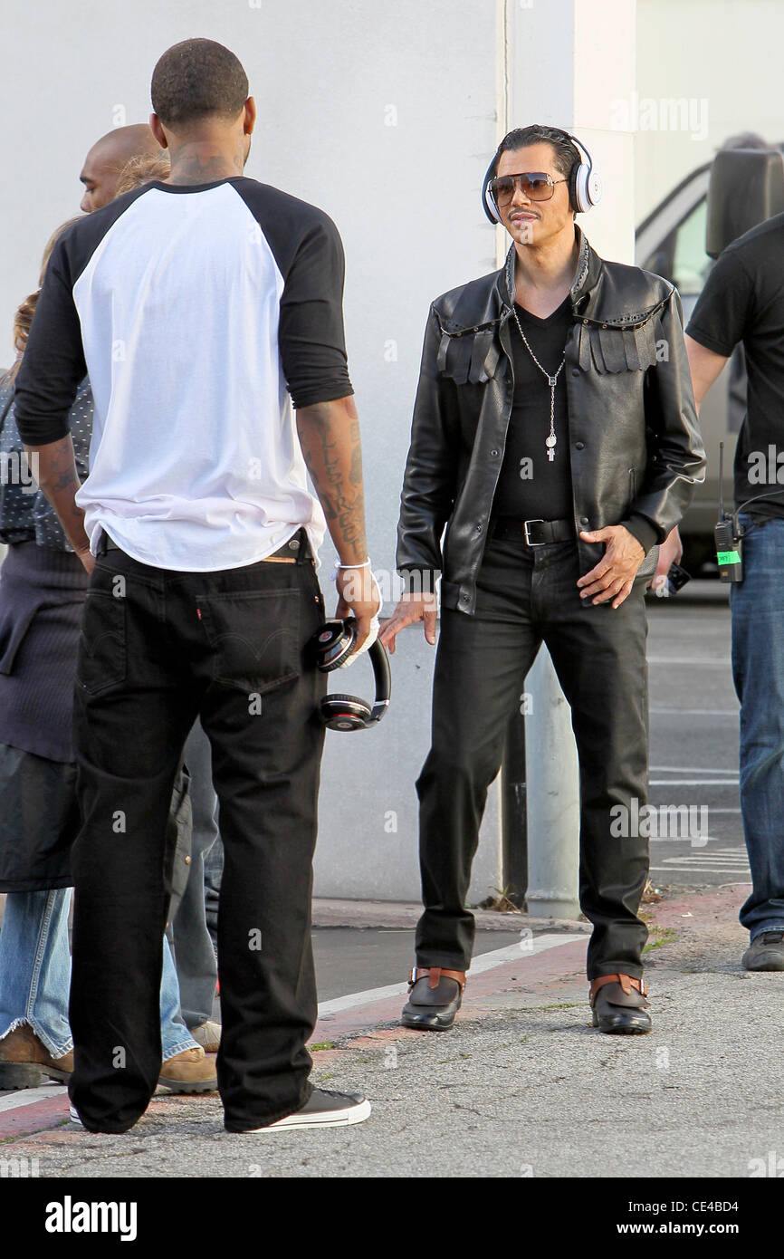 Game aka Jayceon Terrell Taylor (Left) Rapper filming an advertisement ...