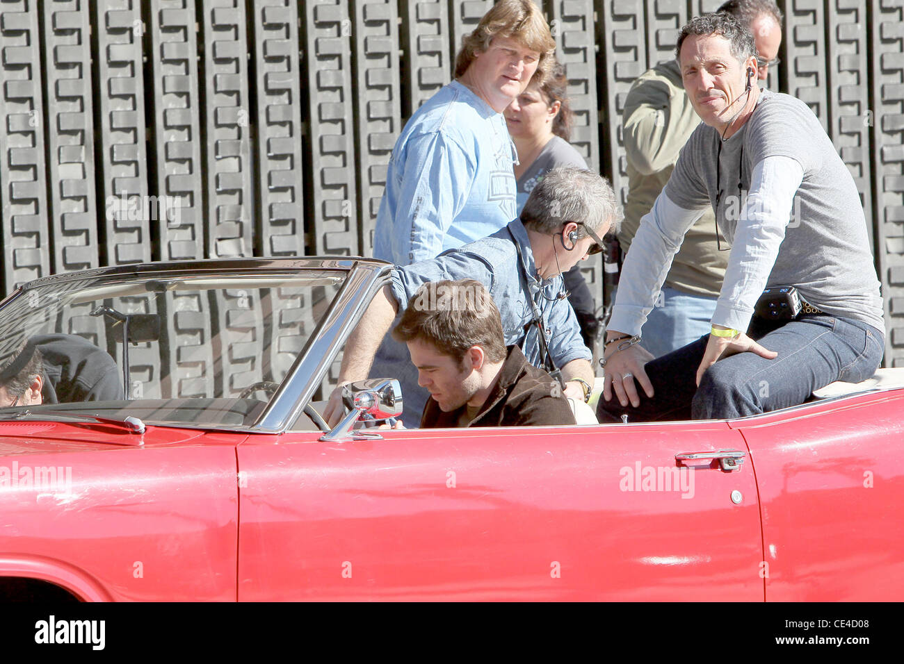 Chris Pine filming a scene for his new movie 'Welcome to People' in a ...