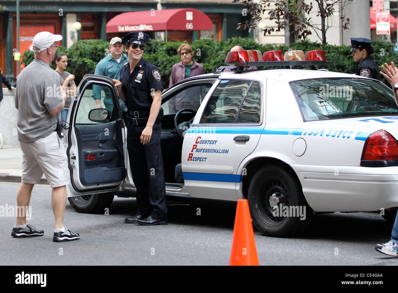 Matt Bomer, Willie Garson Matt Bomer and Willie Garson filming for the ...