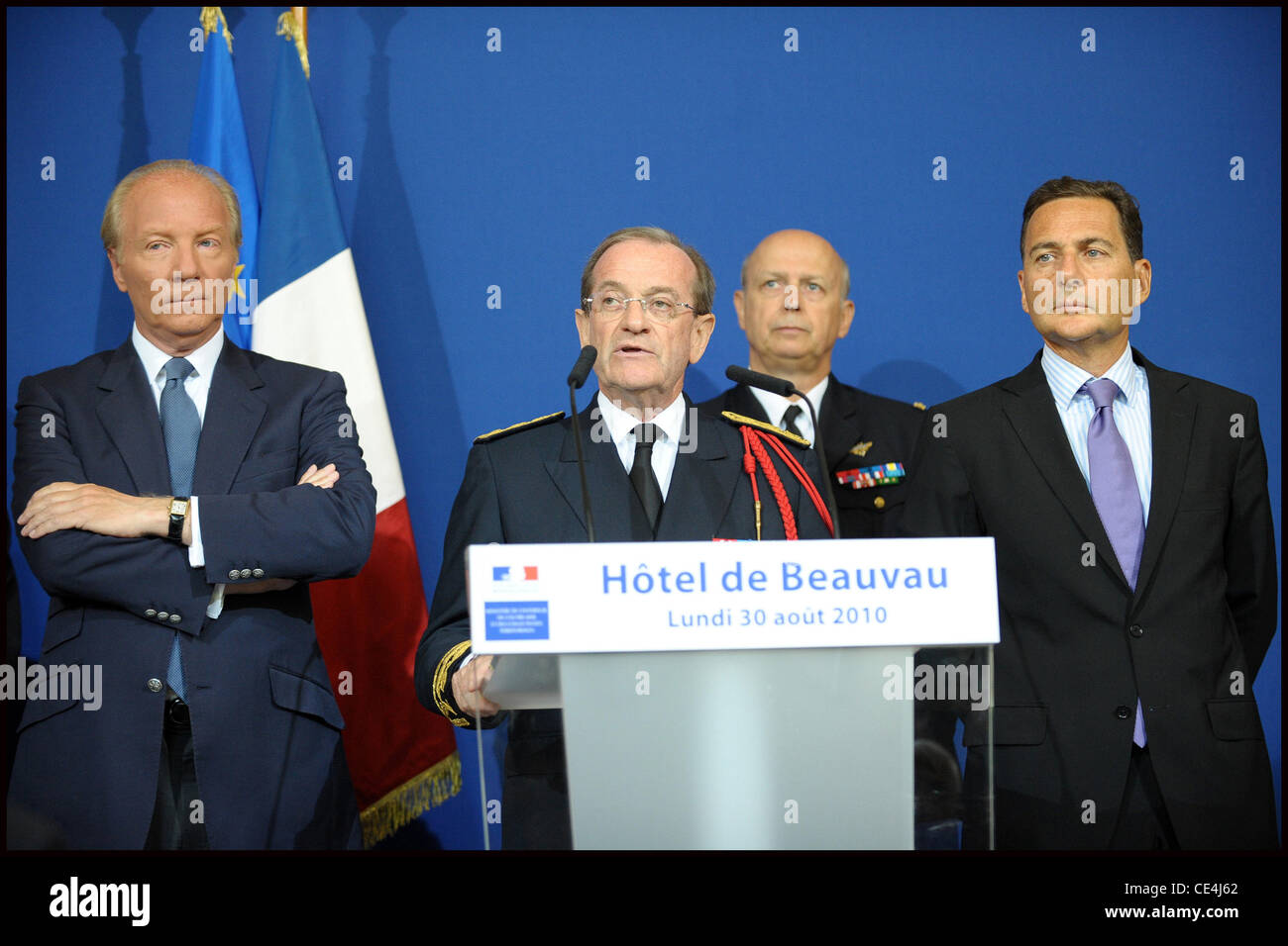 French Interior Minister Brice Hortefeux, Prefect of Police is Michel ...