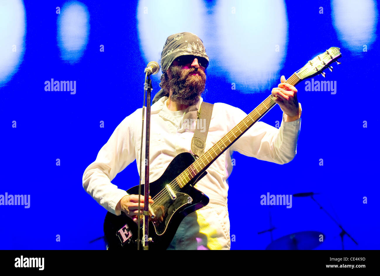 Mark Oliver Everett with his rock back The Eels, performing on stage at ...