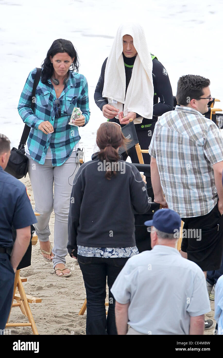 Justin Timberlake filming 'Friends with Benefits' on location at a ...