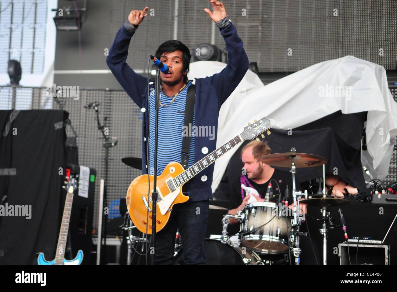 Daniel Kadawatha of Swedish rock band Kadawatha performs on stage ...