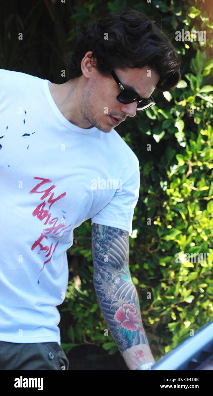 John Mayer is seen leaving the gym in West Hollywood. Los Angeles ...