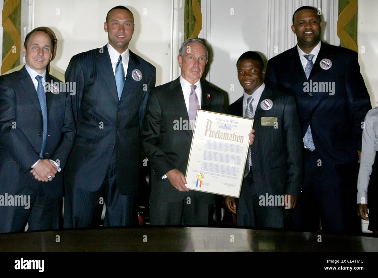 Brian Cashman, Derek Jeter, Michael Bloomberg, Mohamed Kamara and CC ...