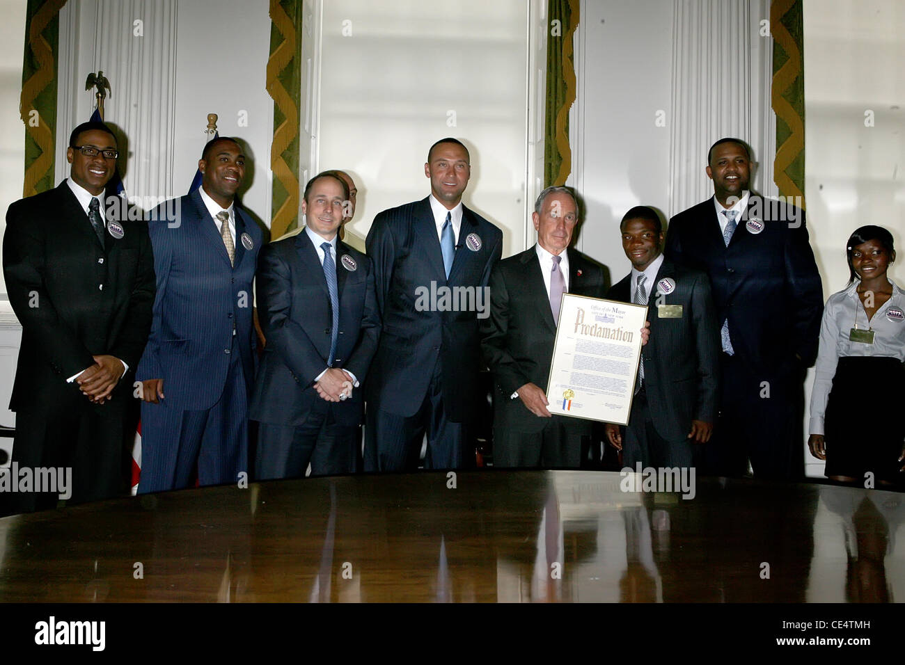 Curtis Granderson, Marcus Thames, Brian Cashman, Derek Jeter, Michael ...