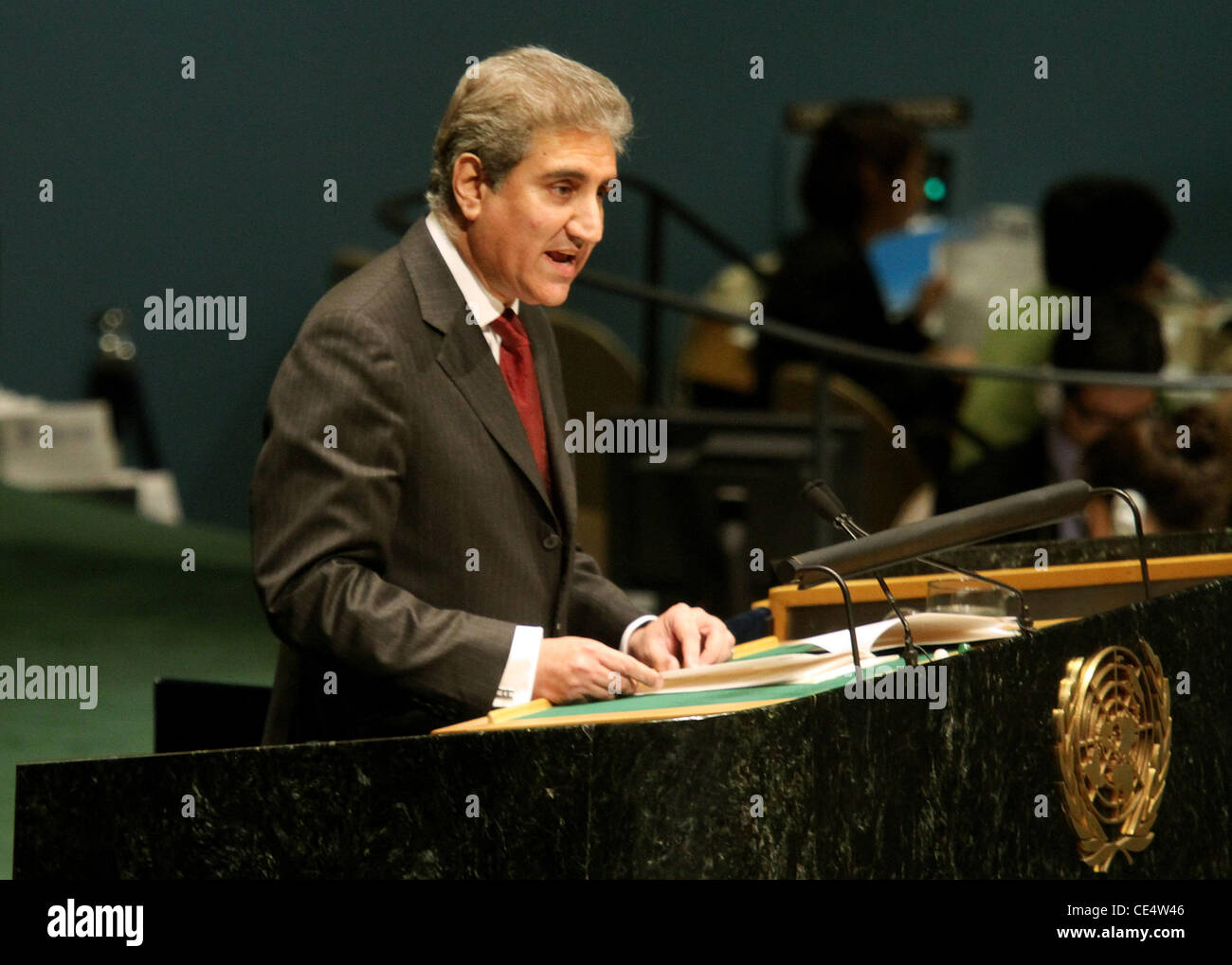 Pakistan's Foreign Minister Makhdoom Shah Mehmood Qureshi addresses the ...