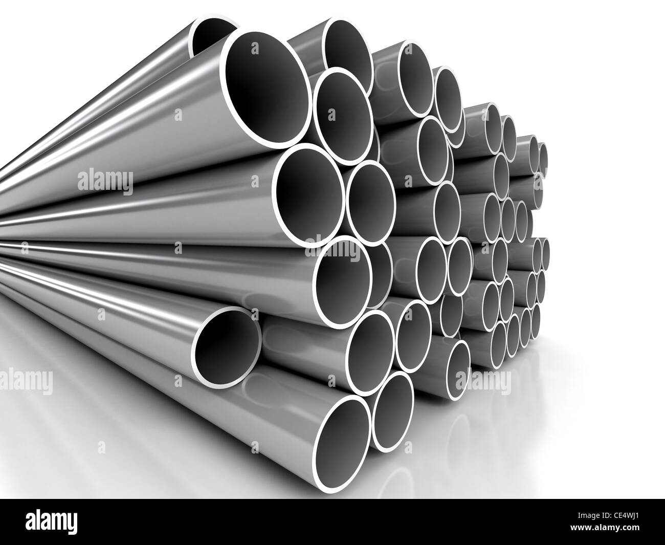 Metal tubes over white background. 3d computer generated image Stock ...