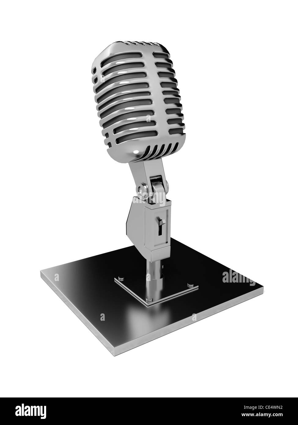 Retro metal microphone over white. 3d render Stock Photo - Alamy
