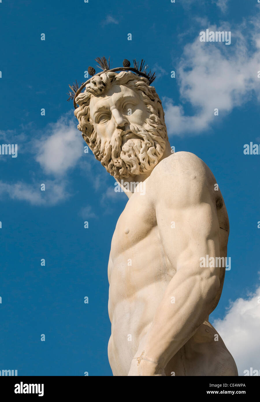 Close-up of Neptune Statue, Fountain of Neptune, Piazza della Signoria ...