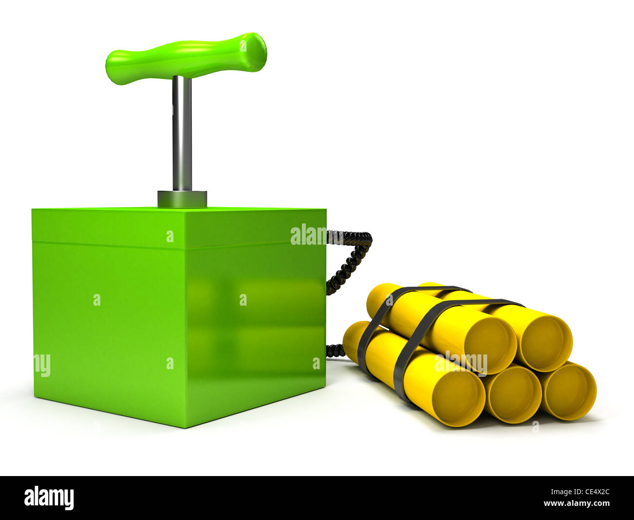 Explozive with detonator over white. 3d rendered image Stock Photo - Alamy