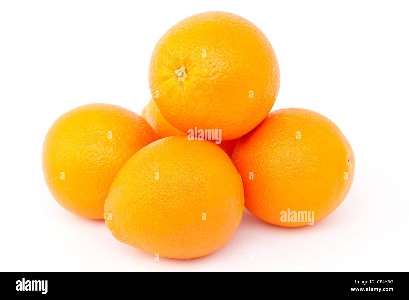 five big of oranges on white background Stock Photo - Alamy
