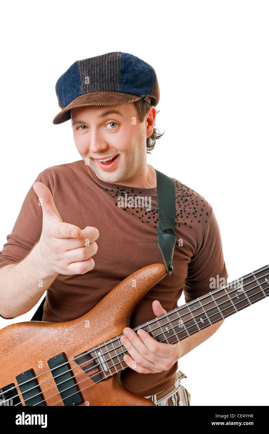 cool guitarist isolated on white background Stock Photo - Alamy