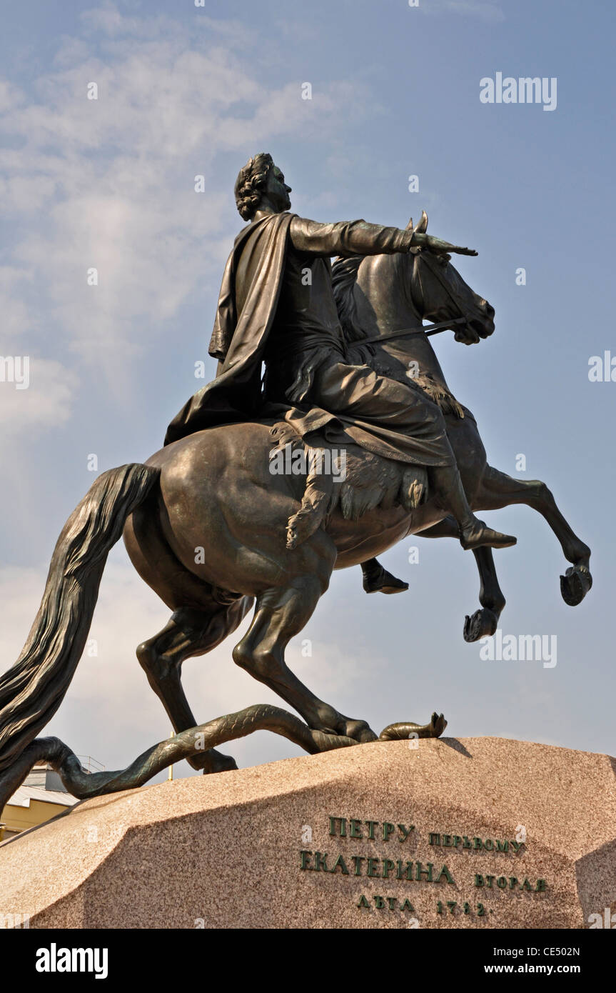 RUSSIA, St Petersburg, Decembrists Square, Equestrian Statue of Peter ...