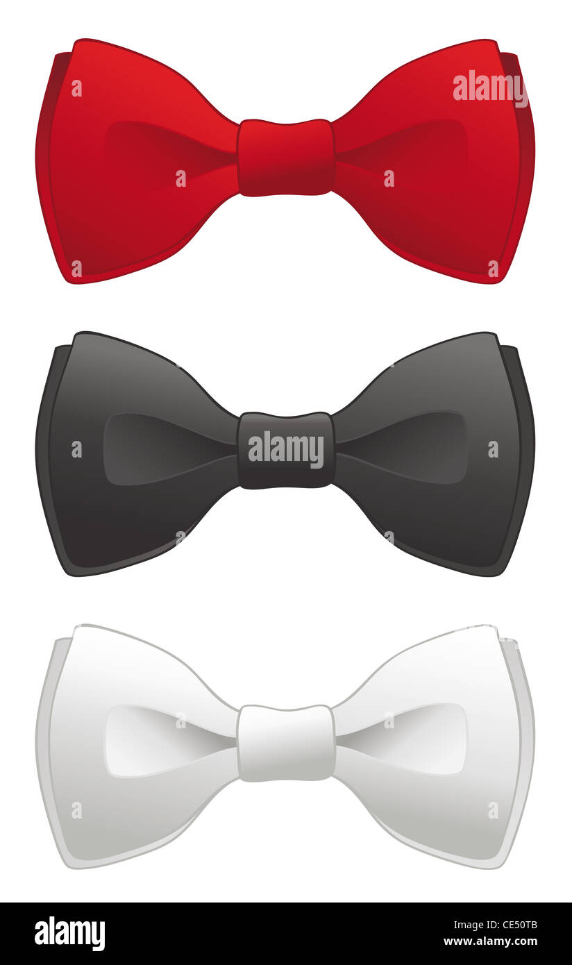 A selection of red, black and white formal bow ties Stock Photo - Alamy