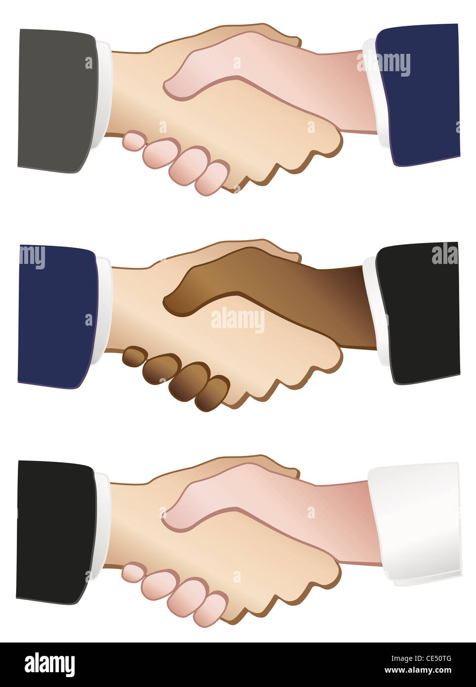 An illustrated selection of different people shaking hands Stock Photo ...