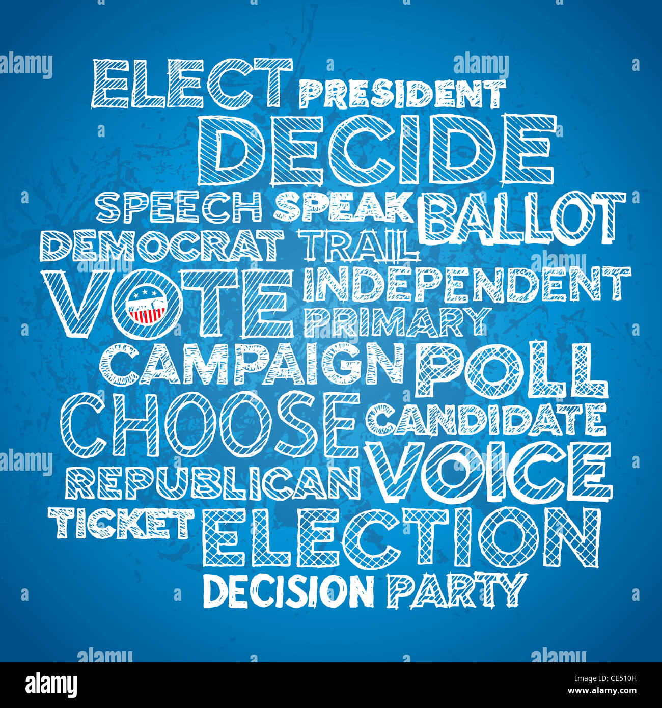Sketched hand drawn election text design background Stock Photo - Alamy