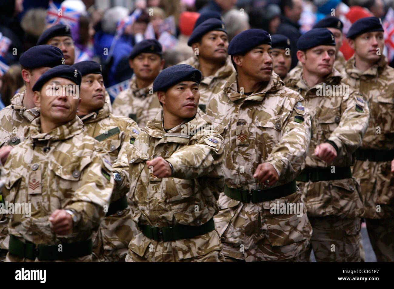 Gurkhas parade through Maidstone in Kent after returning from ...