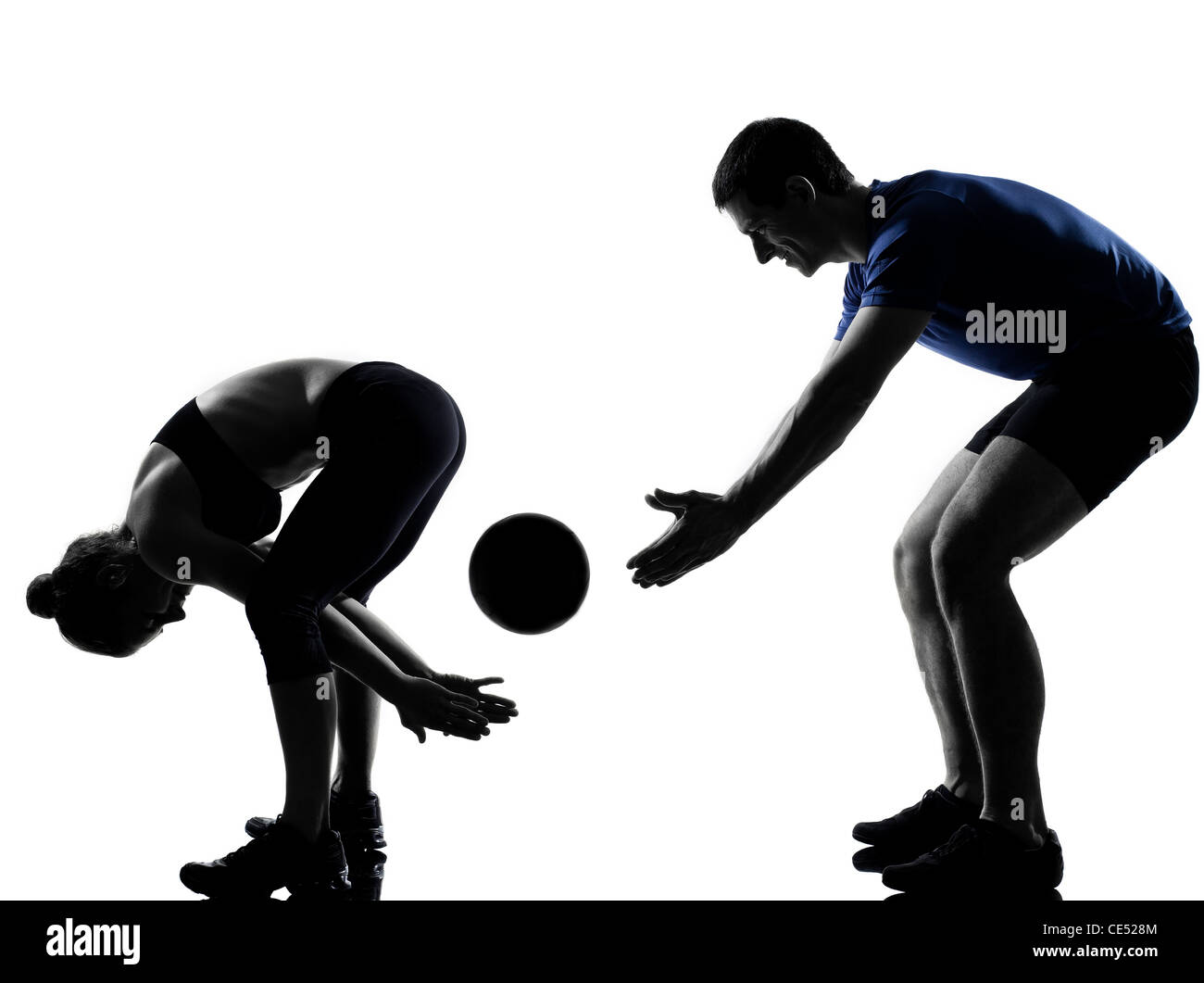 couple woman man exercising workout fitness aerobics posture in ...