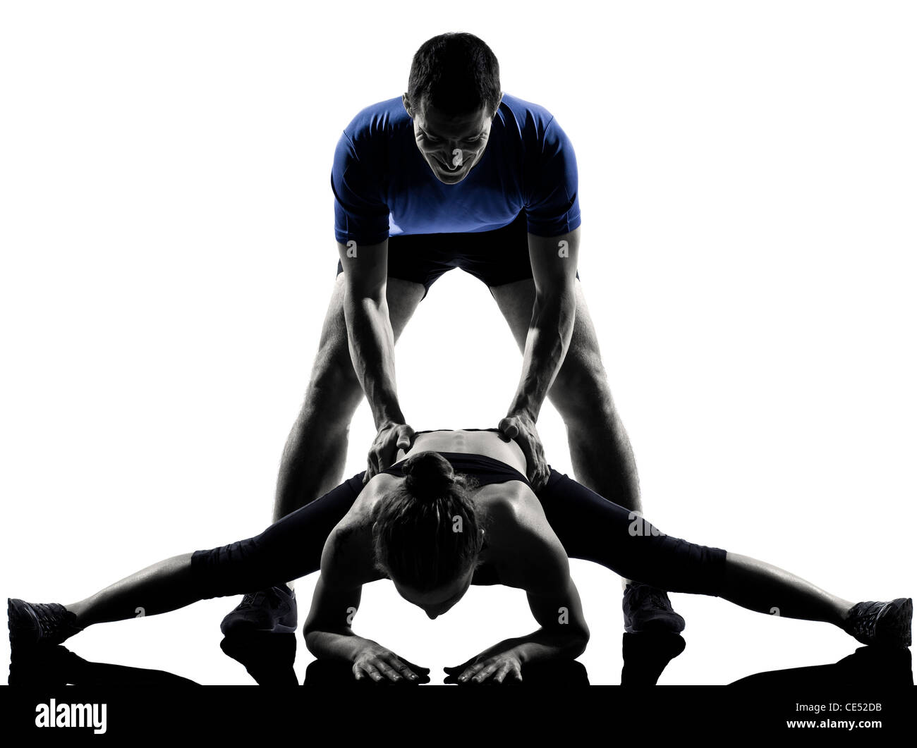 couple woman man exercising workout fitness aerobics posture in ...