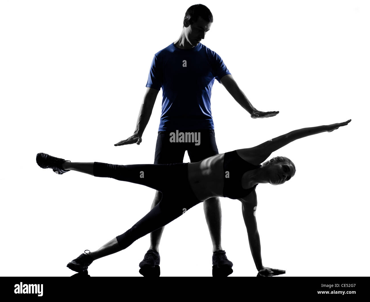 couple woman man exercising workout fitness aerobics posture in ...