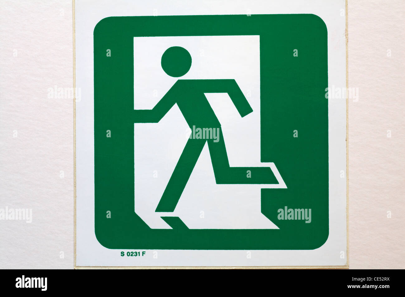 Man running sign, escape route sign, emergency exit sign, on white ...