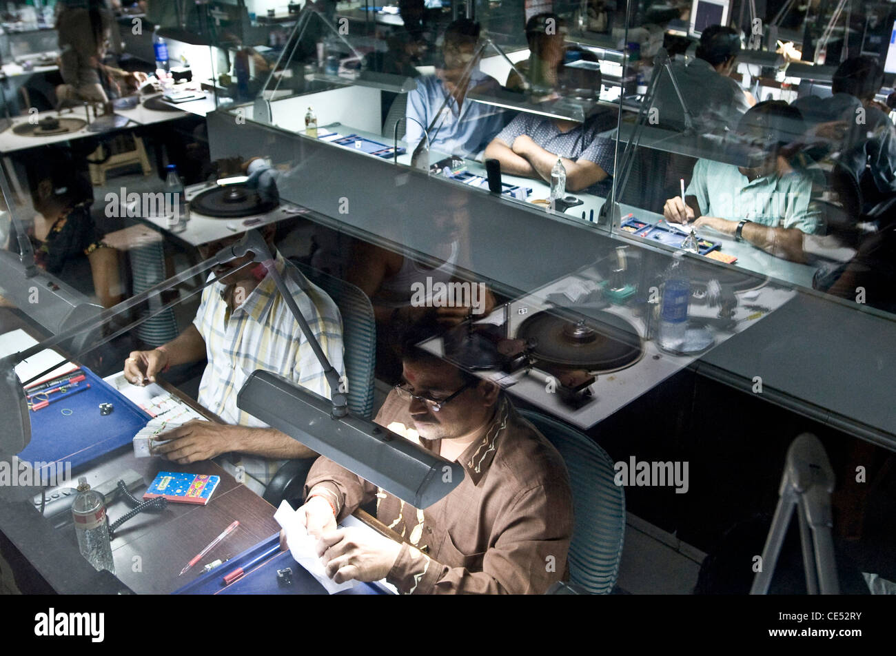 Diamond polishing . Table area and workers where the table [top] , the ...