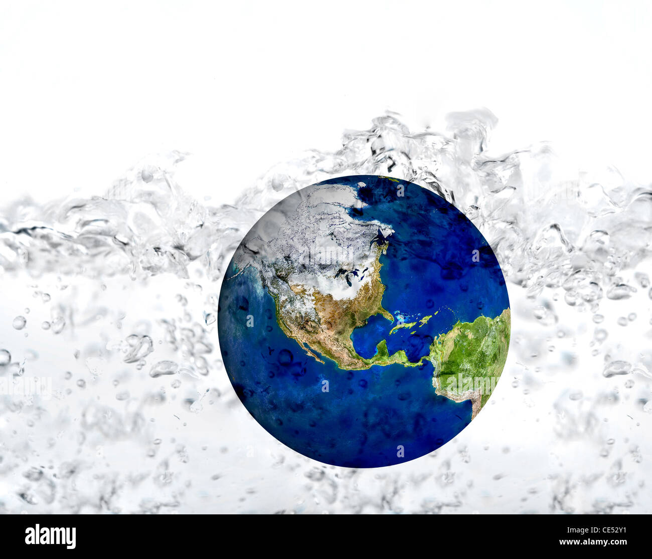 earth in water dropped isolated on a white. inundation concept Stock ...