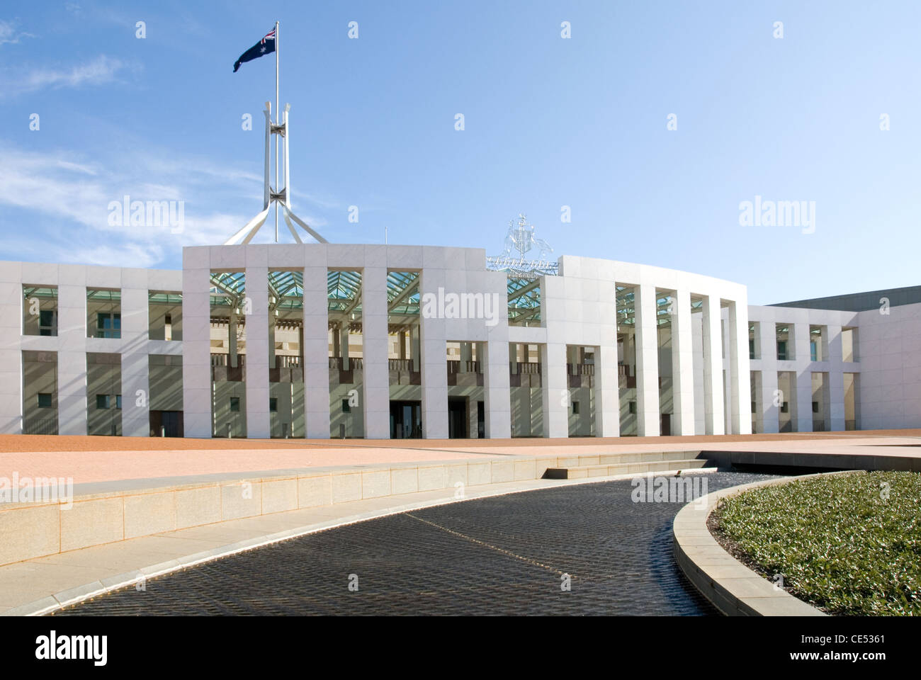 The facade of the Federal Parliament Building, Canberra, Australian ...