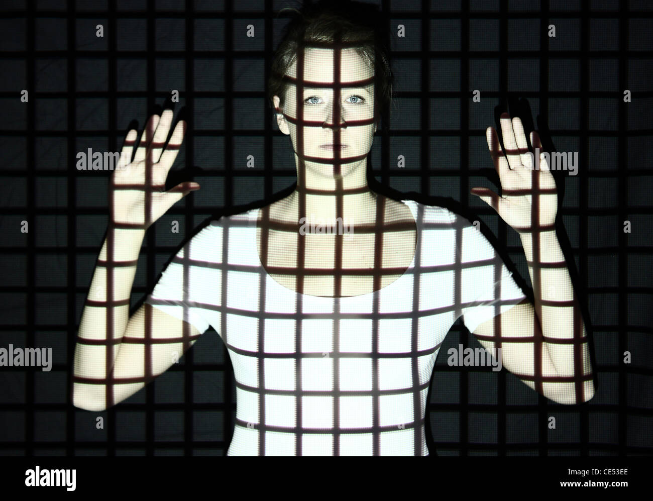 Biometric, symbol photo. Automatic face detection, by a laser scanner ...