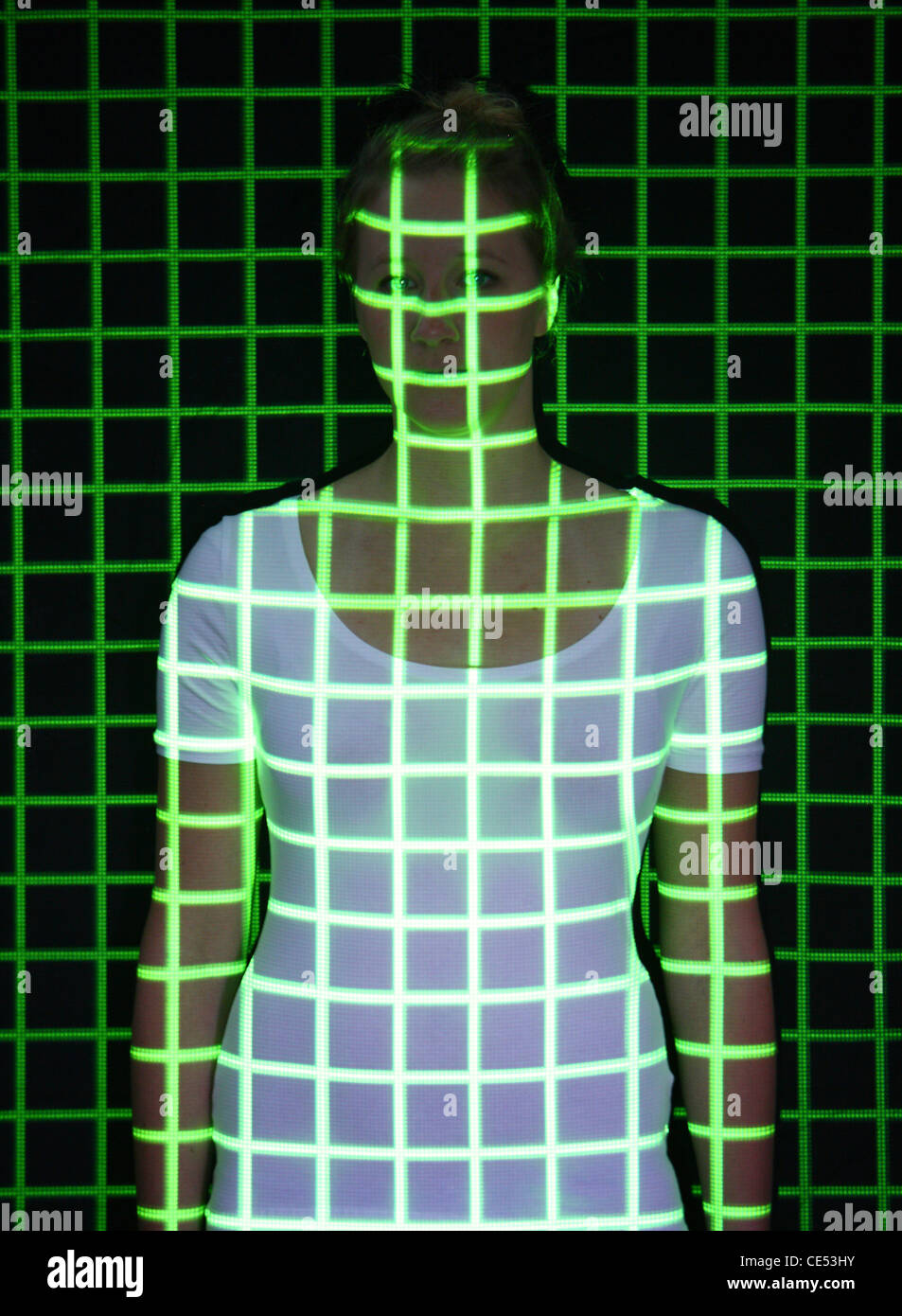 Biometric, symbol photo. Automatic face detection, by a laser scanner ...