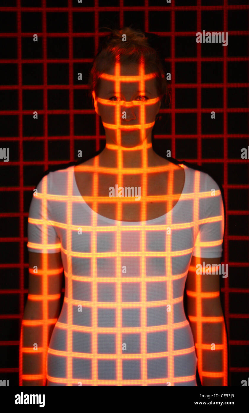 Biometric, symbol photo. Automatic face detection, by a laser scanner ...