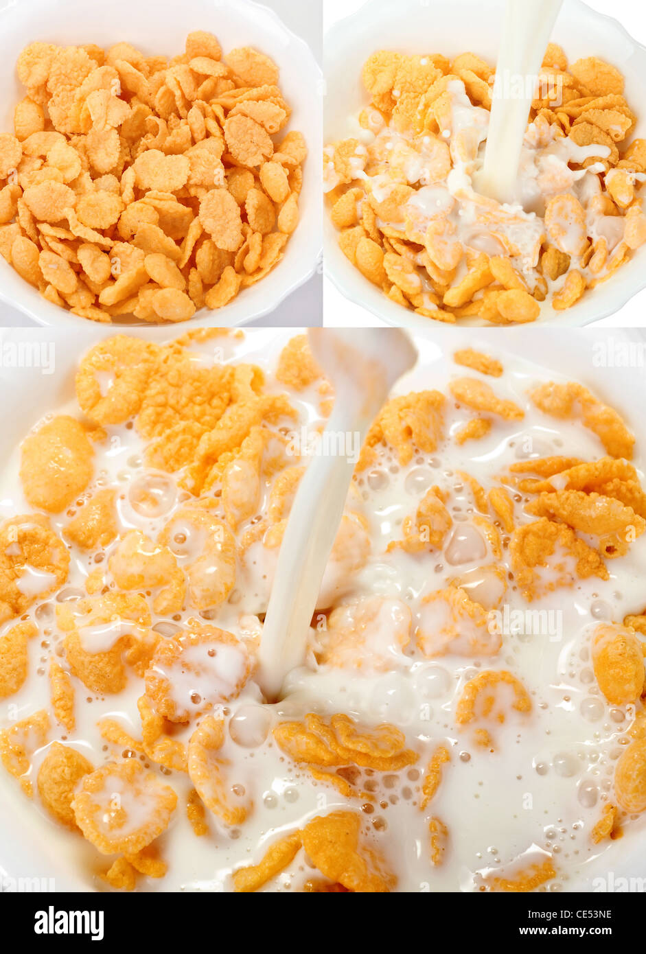 cornflakes sets with milk - healthy food Stock Photo - Alamy