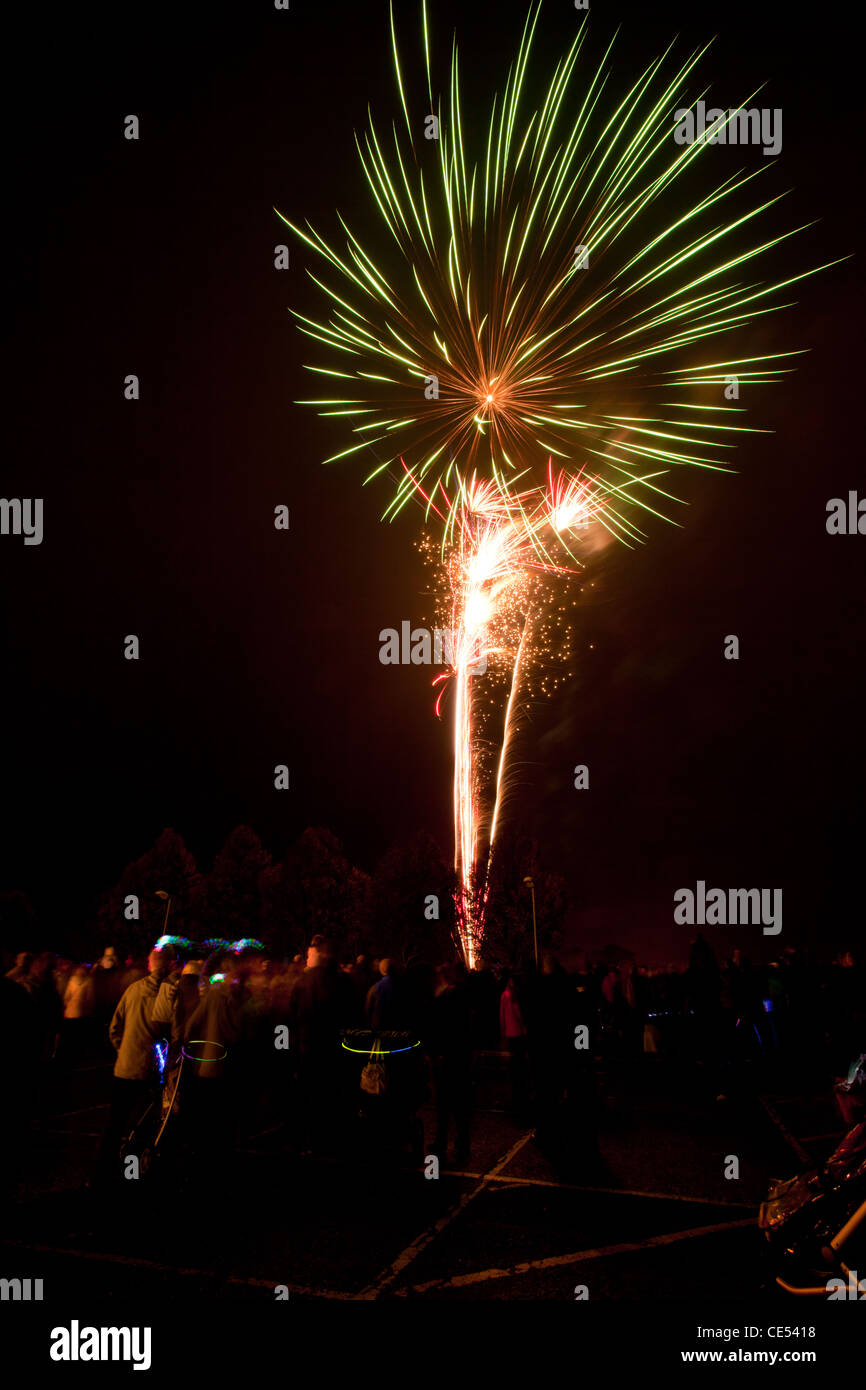 Fireworks on bonfire night, Long Stratton, Norfolk, England Stock Photo ...