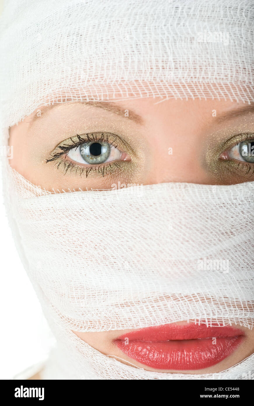 Woman face plastic wrap hi-res stock photography and images - Alamy