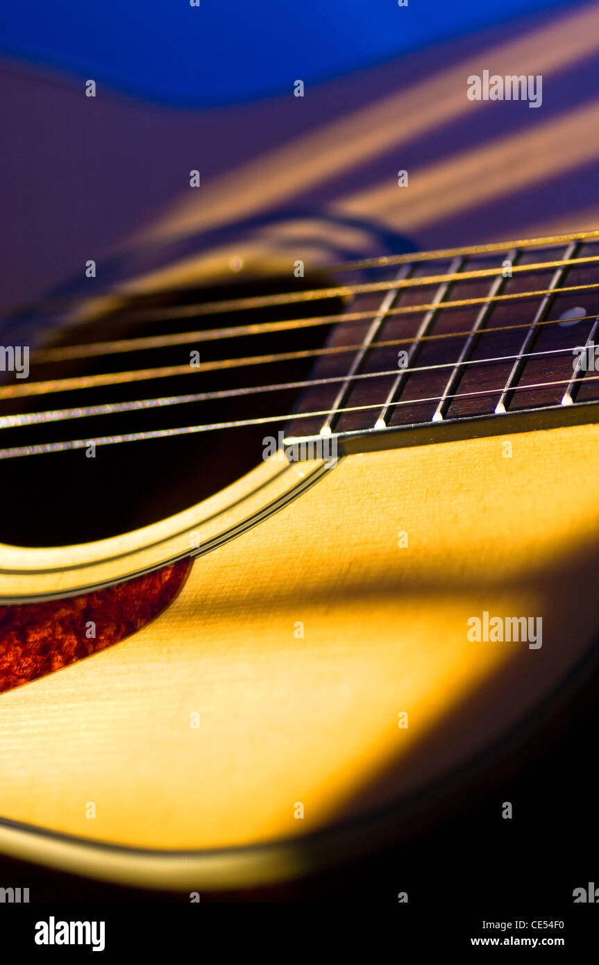 Acoustic guitar close ups in studio Stock Photo - Alamy