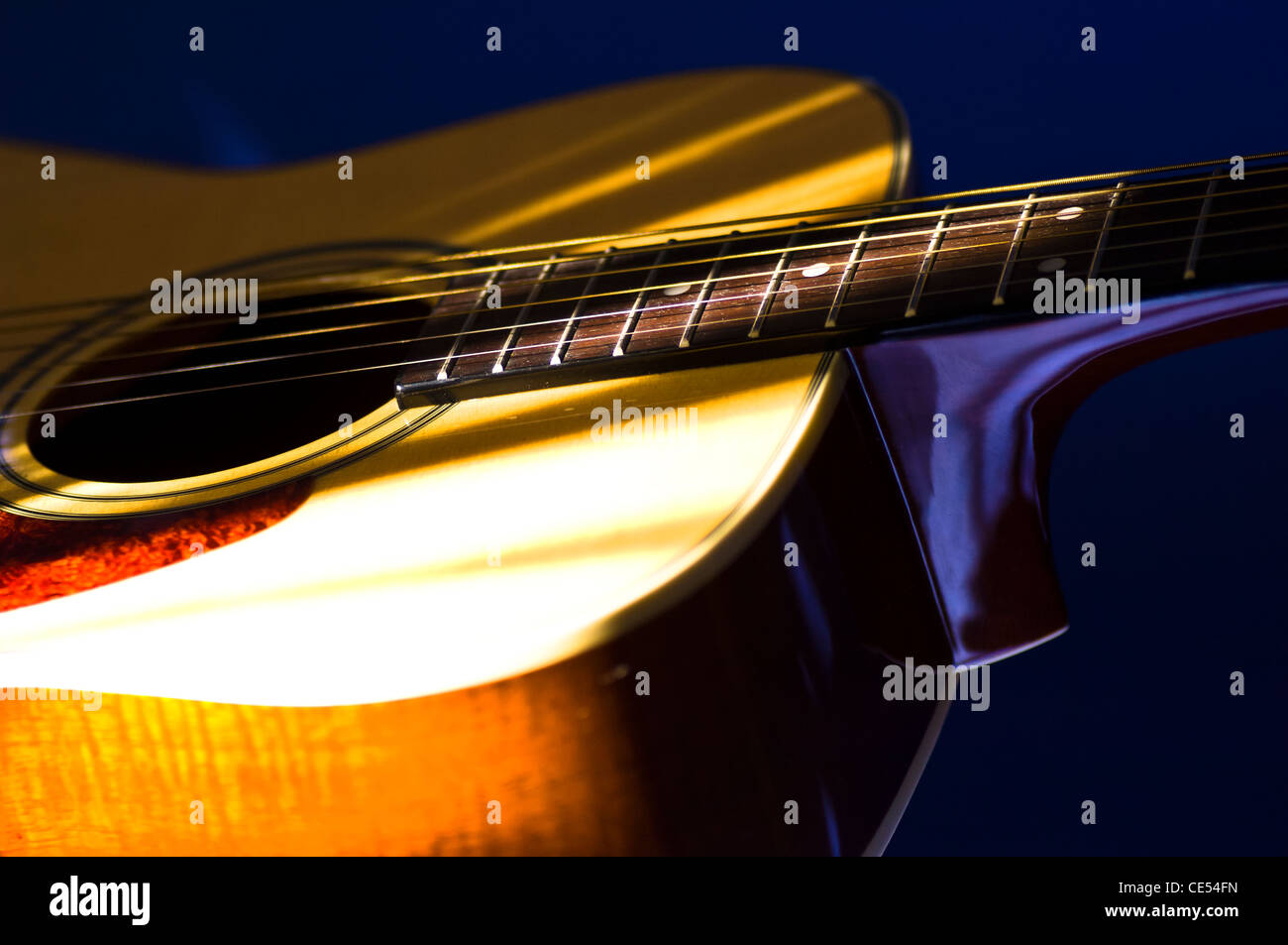 Acoustic guitar close ups in studio Stock Photo - Alamy