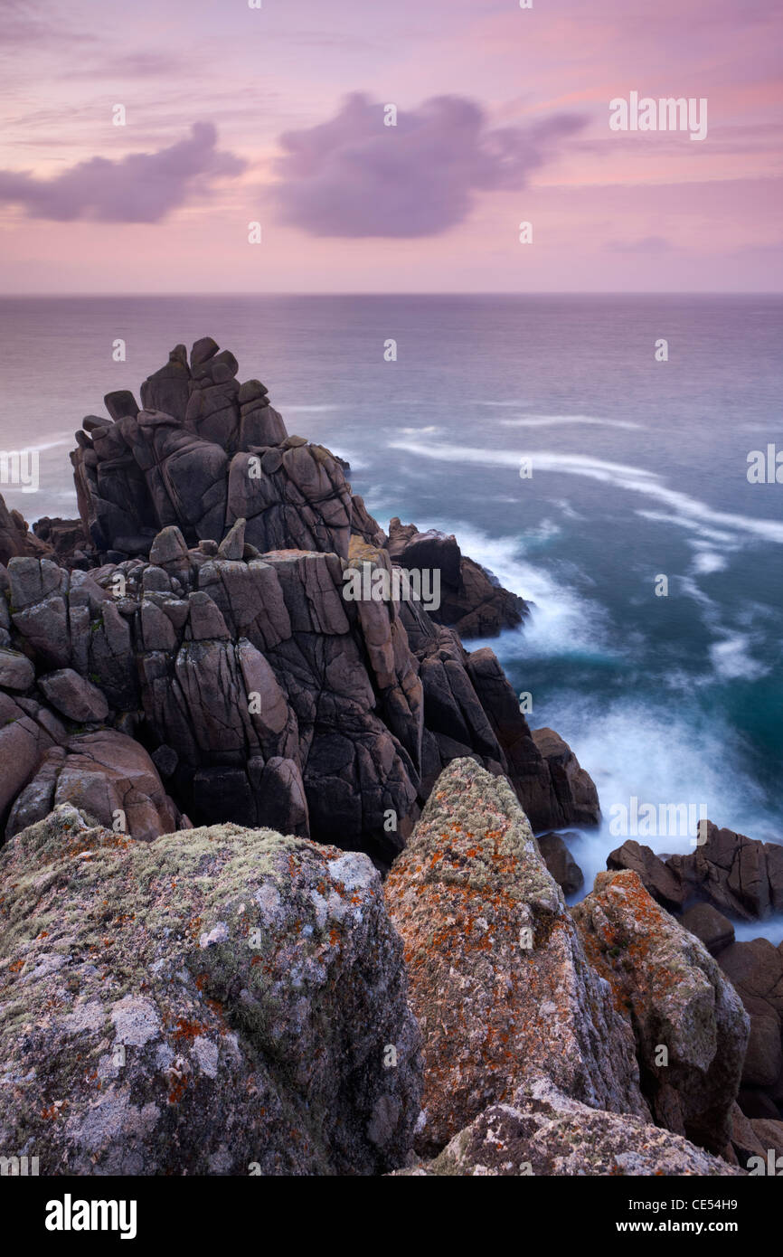 Dawn skies above Hella Point near Porthgwarra, Cornwall, England ...
