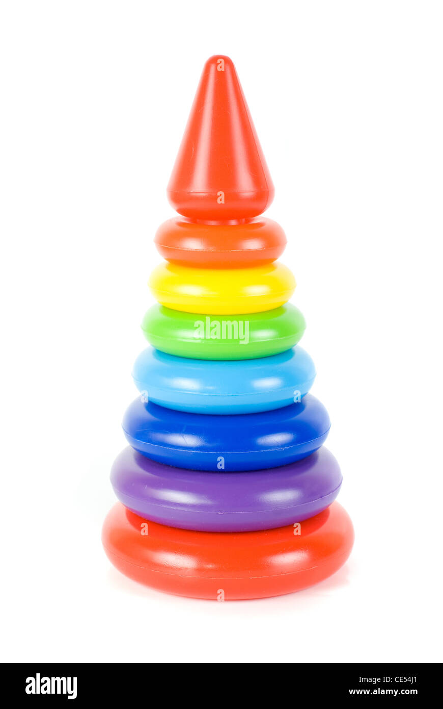 Plastic toy pyramid on a white background Stock Photo - Alamy