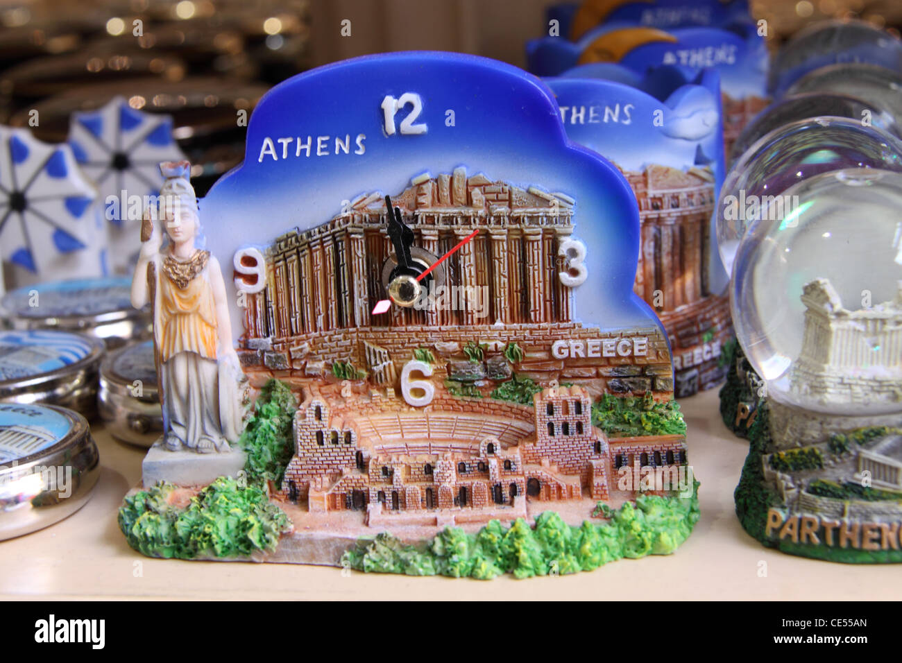 Clock, Souvenir shop, Plaka, Athens, Attica, Greece Stock Photo - Alamy