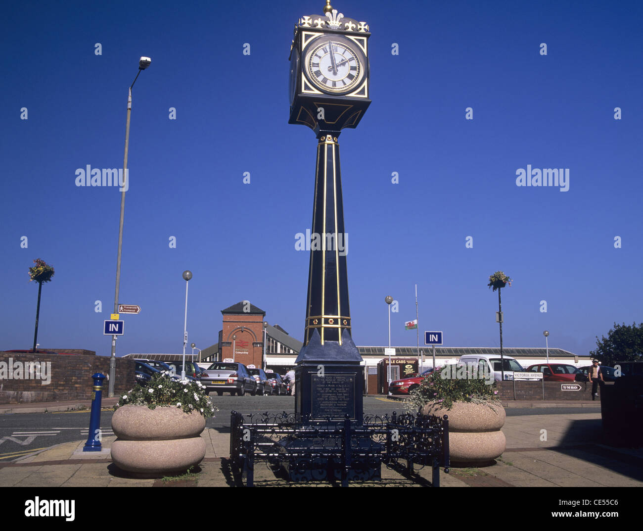 Colwyn Bay Conwy North Wales Town clock in Station Road presented 1988 ...