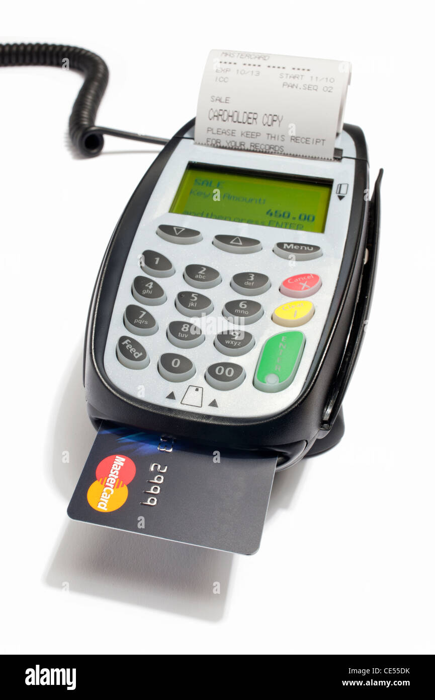 A credit card machine processing a mastercard payment Stock Photo - Alamy