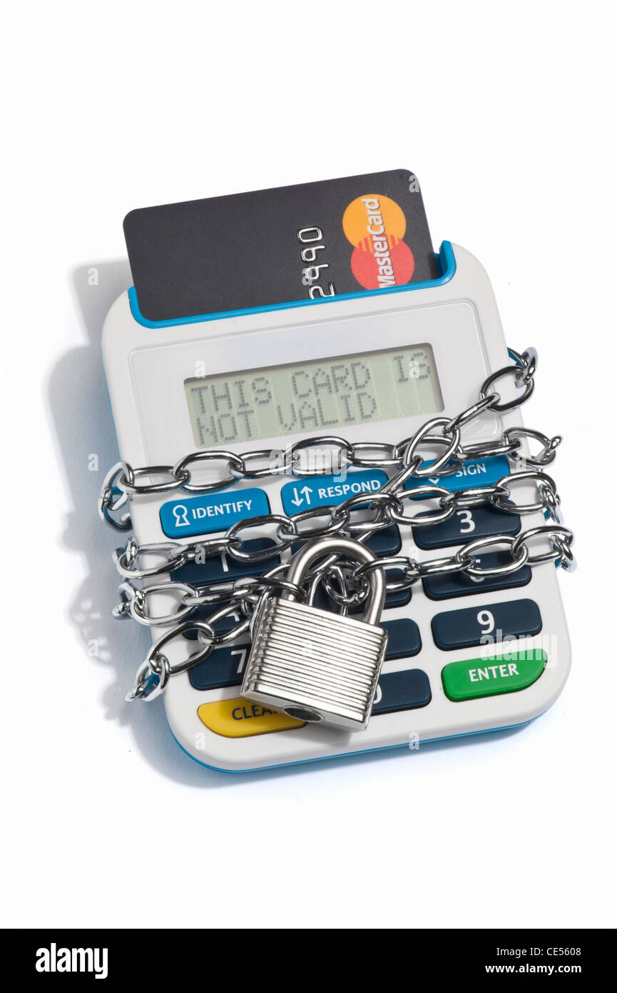 An online banking device chained and padlocked Stock Photo - Alamy