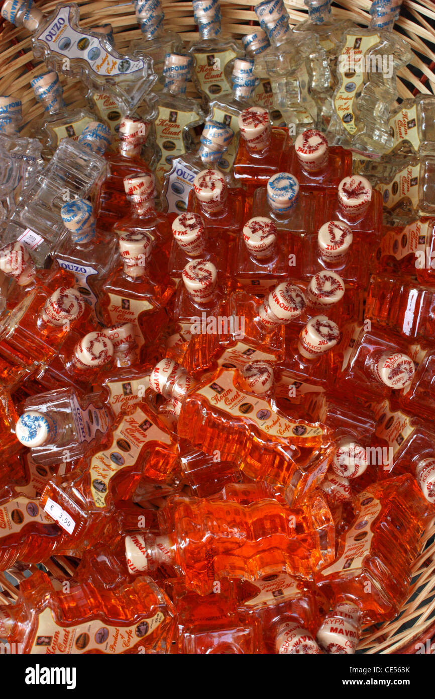 Traditional liqueur made from koum-kouat fruit, Corfu, Ionian Island ...