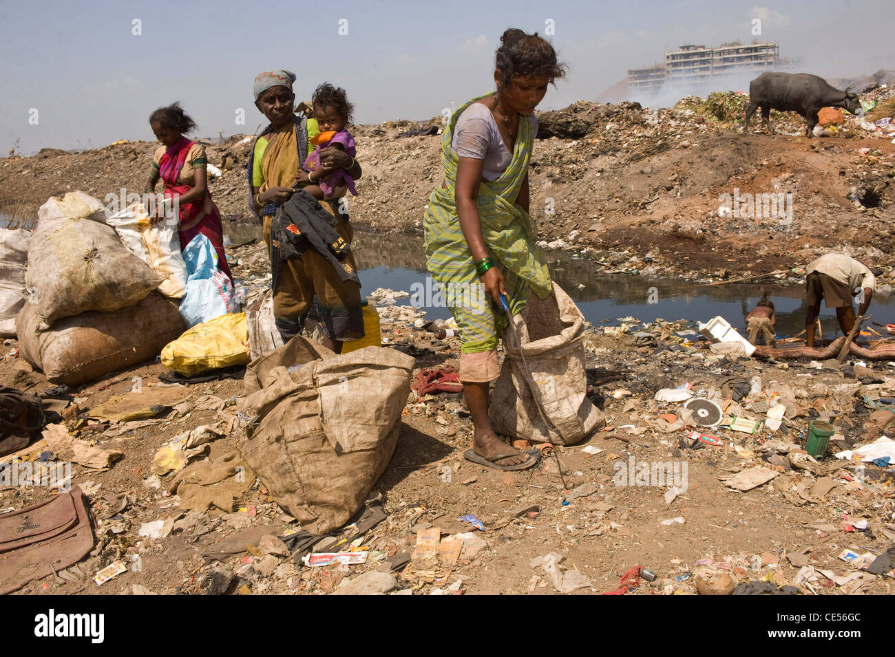 A family of rag pickers pictured on a dump in Virar situated on the ...
